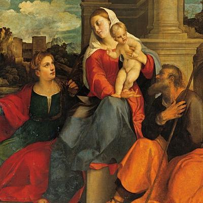 Sacred Conversation, Sacred Family with St Catherine and St John the ...