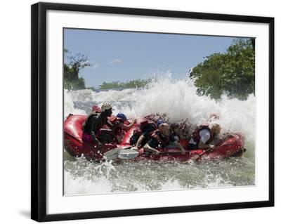Whitewater Rafters Paddles over Bujagali Falls on Nile River, Lake ...