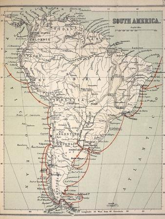 'Darwin's Beagle Voyage Map South America' Photographic Print - Paul ...