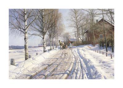 'Winter Scene' Premium Giclee Print - Peder Mork Monsted | Art.com