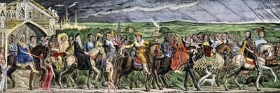 'Pilgrims Embarking on their Journey in Chaucer's Canterbury Tales ...