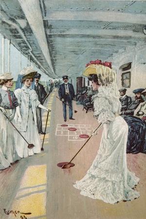 Playing Shuffleboard on Board a German Transatlantic Liner Photographic ...