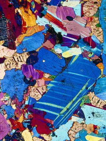 'Polarised LM of a Thin Section of Gabbro Rock' Photographic Print ...