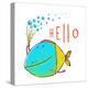 'Cartoon Funny Fish Greeting Card Design Hand Drawn. Fun Cartoon Hand ...