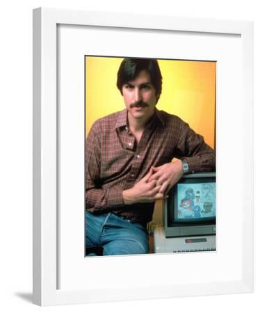 'Portrait of Apple Co Founder Steve Jobs Posing with Apple Ii Computer ...
