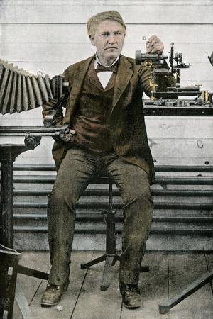 Portrait of Thomas Edison (1847-1931) American Inventor with His Camera ...