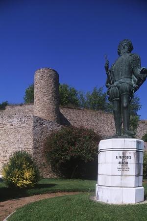 'Portugal, Abrantes, Castle Walls and Statue of Francisco Almeida ...