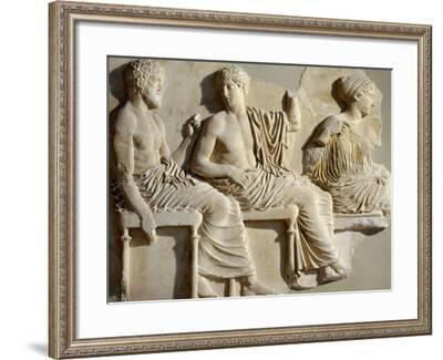 Poseidon, Apollo and Artemis, the Parthenon Frieze (East Side), c. 442-38 BC Classical Greek ...