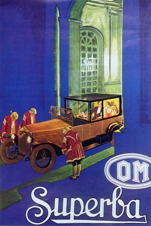 Poster Advertising the Superba Model of Officine Meccaniche Cars, 1929 ...