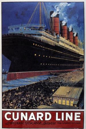 Poster for Transatlantic Crossings Cunard Line, 1908 Giclee Print | Art.com