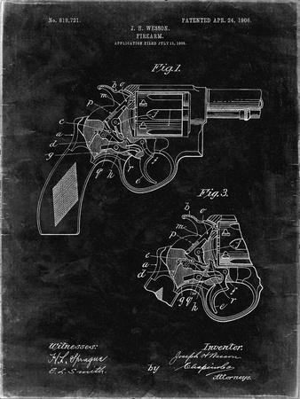 'PP1044-Black Grunge Smith and Wesson Revolver Pistol' Giclee Print ...