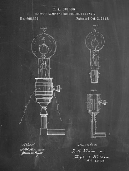 Pp1082 Chalkboard T A Edison Light Bulb And Holder Patent Art