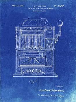 'PP1125-Faded Blueprint Vintage Slot Machine 1932 Patent Poster' Giclee ...