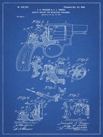 'PP375-Blueprint Smith and Wesson Hammerless Pistol 1898 Patent Poster ...
