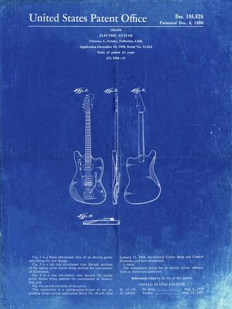 'PP417-Faded Blueprint Fender Jazzmaster Guitar Patent Poster' Giclee ...