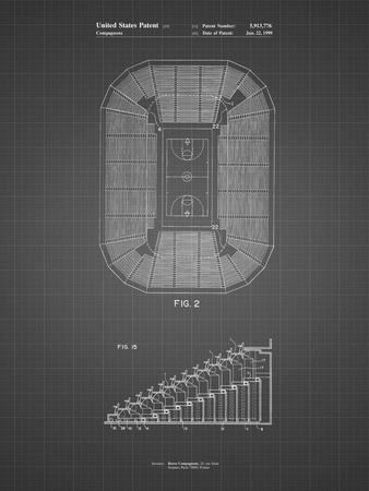 'PP453-Black Grid Retractable Arena Seating Patent Poster' Giclee Print ...