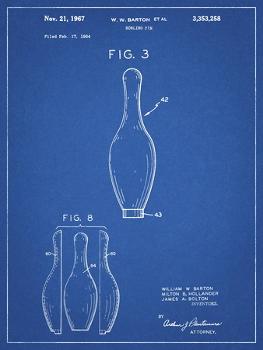 'PP641-Blueprint Bowling Pin 1967 Patent Poster' Giclee Print - Cole ...