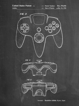 'PP86-Chalkboard Nintendo 64 Controller Patent Poster' Giclee Print ...