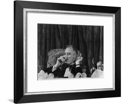 Pres. Franklin Roosevelt Drinking Wine and Smoking a Cigarette During ...