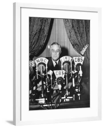 President Franklin D. Roosevelt Making a "Fireside Chat" Speech on ...