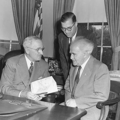 'President Harry Truman Meeting with Pm David Ben-Gurion (Seated) and ...