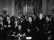 'President Lyndon Johnson, Watched by Martin Luther King, Jr. Signing ...