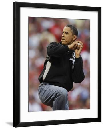 President Obama Winds Up to Throw Out the First Pitch During the MLB ...