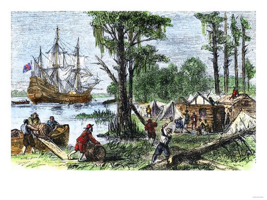 First Settlers Building Jamestown, Virginia Colony, 1607 Giclee Print ...