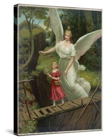 Guardian Angel Watches Over a Child as She Crosses a Dangerous Bridge ...