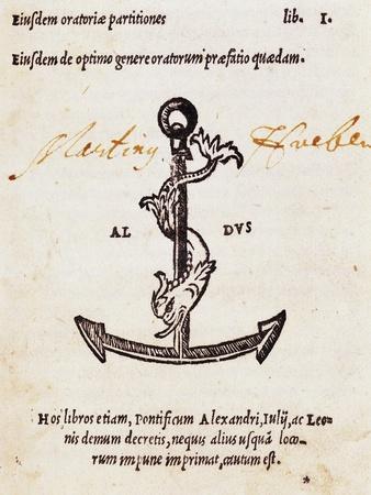 'Publisher's Device with the Image of Dolphin Wrapped around Anchor of ...