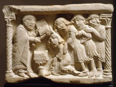 'Purification of Knight, Detail from Holy Water Font, Emilian Sculptor ...