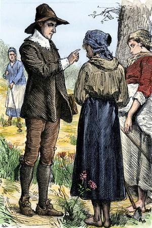 Quaker George Fox Talking with Women in a Field, 1600s Giclee Print ...