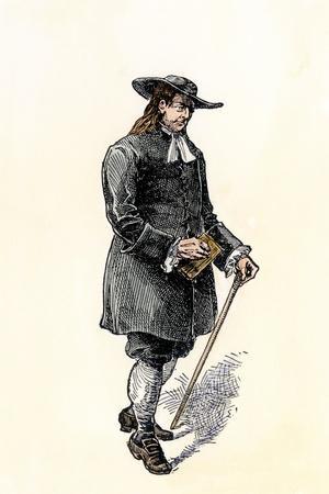 Quaker Typical of Pennsylvania. 19Th Century Colour Engraving. Giclee ...