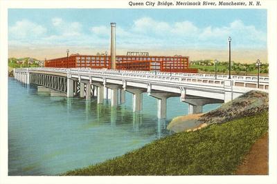 'Queen City Bridge, Merrimack River, Manchester, New Hampshire' Art ...