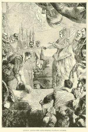'Queen Elizabeth Knighting Francis Drake' Giclee Print | Art.com
