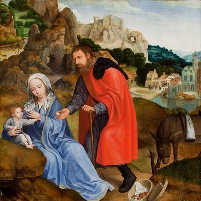 'The Rest on the Flight into Egypt, C.1509-13 (Oil on Panel)' Giclee Print - Quentin Massys or ...