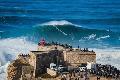 Surfer Riding Huge Wave in Nazare, Portugal, Famously known for Having ...
