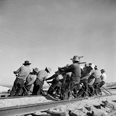 'Railroad Workers, Needles, California, Usa, 1943 (B/W Photo)' Giclee ...
