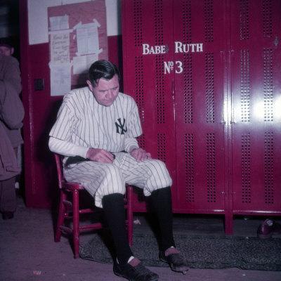 'Baseball Player Babe Ruth in Uniform at Yankee Stadium' Premium ...