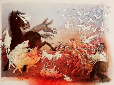 'Animal Farm, p48&49, 1995 (drawing)' Giclee Print - Ralph Steadman ...