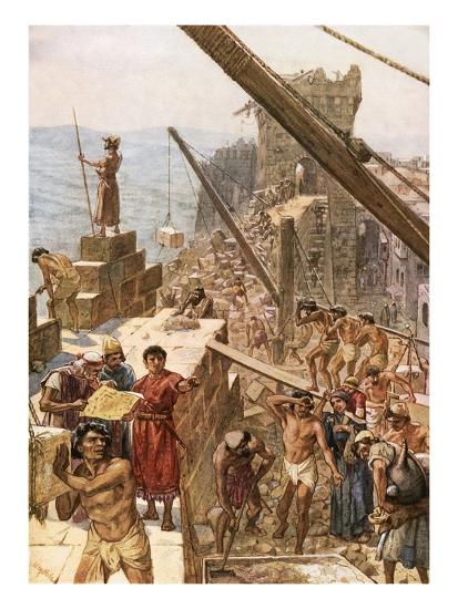 Rebuilding the Wall of Jerusalem under Nehemiah Giclee Print by William ...