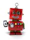 'Red, Little Vintage Toy Robot with Smartphone, Smiling over White ...