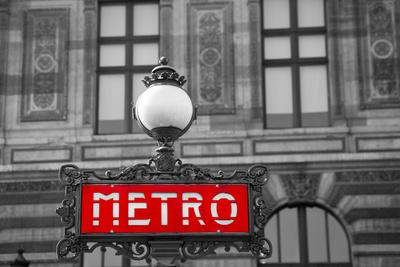 'Red Metro Sign' Art Print - Circumnavigation | Art.com