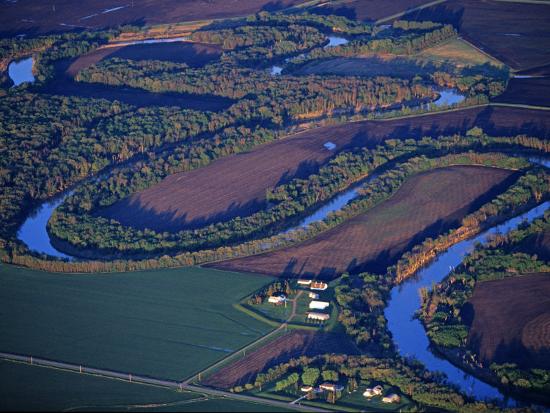 Red River of the North Aerial, near Fargo, North Dakota, USA ...
