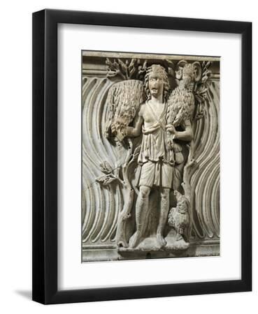 Relief Depicting Good Shepherd on Strigil Marble Sarcophagus, from Rome ...