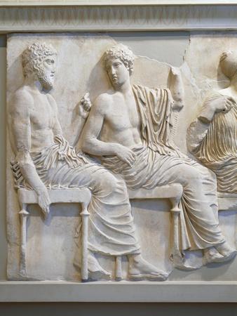 Relief Depicting Seated Poseidon and Apollo, from Pentelic Marble East ...