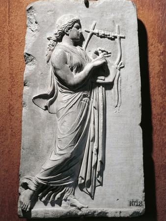 Relief Depicting Woman Playing Cithara, from Babakoy, Turkey Giclee ...