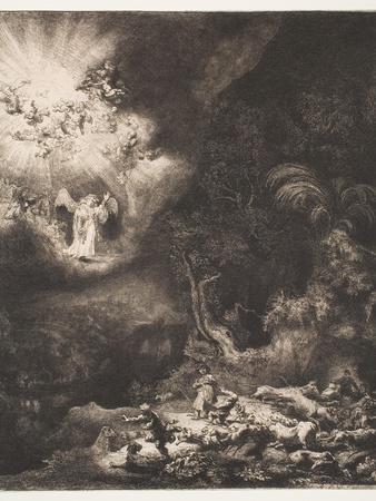 'The Angel Appearing to the Shepherds, 1634' Giclee Print - Rembrandt ...