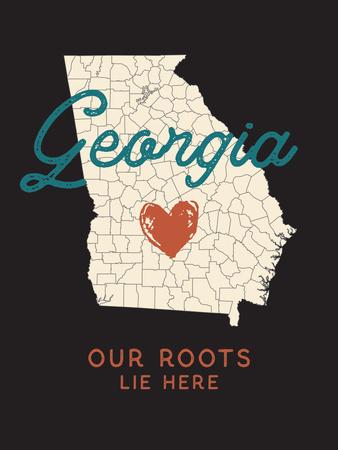 Our Roots Lie Here Georgia Map Art Print - Ren Lane | Art.com