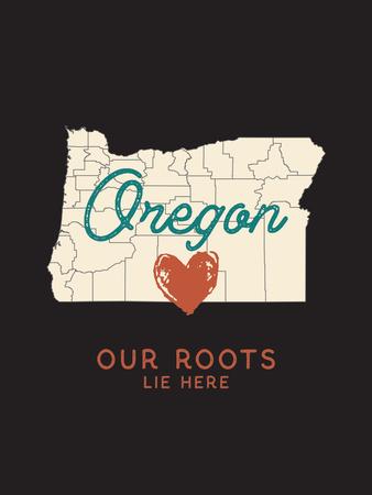 'Our Roots Lie Here Oregon Map' Art Print - Ren Lane | Art.com